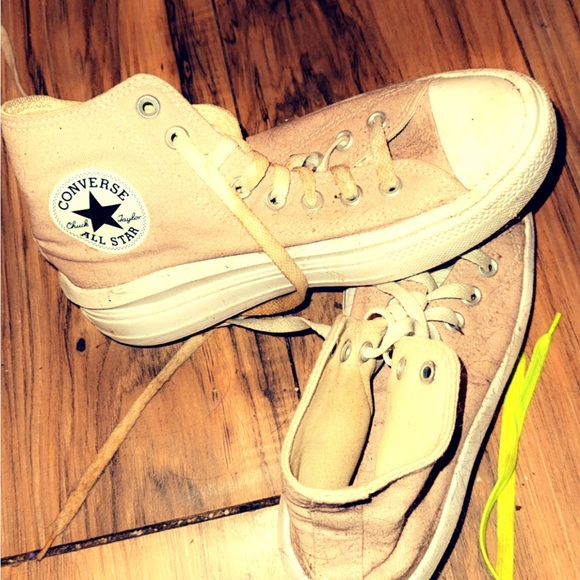 Converse | Shoes | Converse Hightop Sneakers In Tan And White | Poshmark